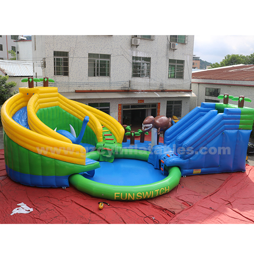 Outdoor Giant Inflatable Water Playground Dinosaur Bounce Slide ...
