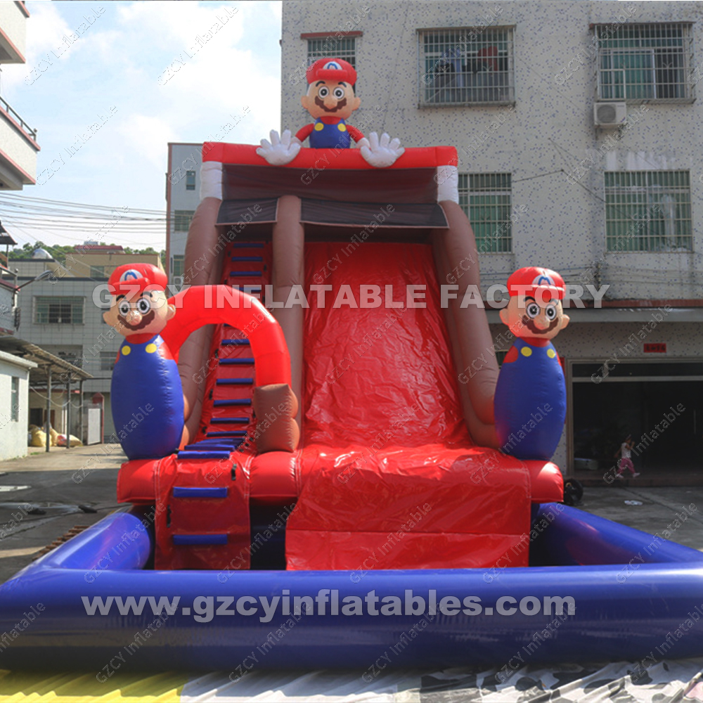 Super Mario Inflatable Castle Water Slide with Pool