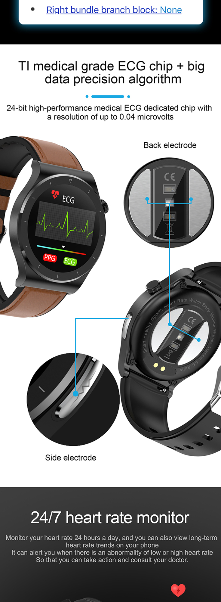 Hot ECG body temperature blood oxygen pressure heart rate IP68 ...