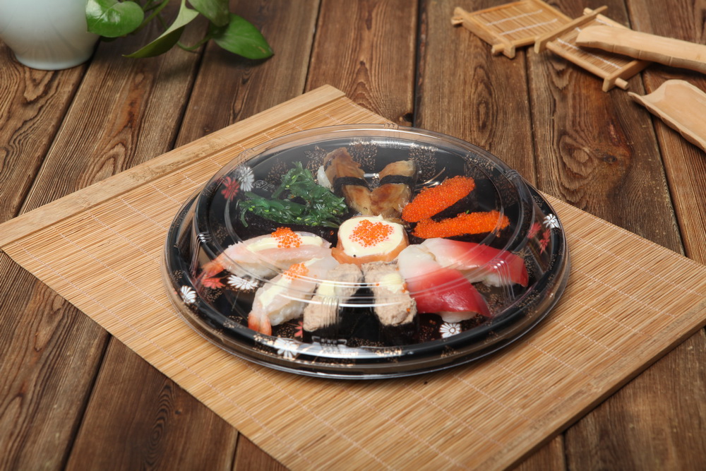JA-350 Round Plastic Disposable Sushi Packaging Party Tray,Party Trays