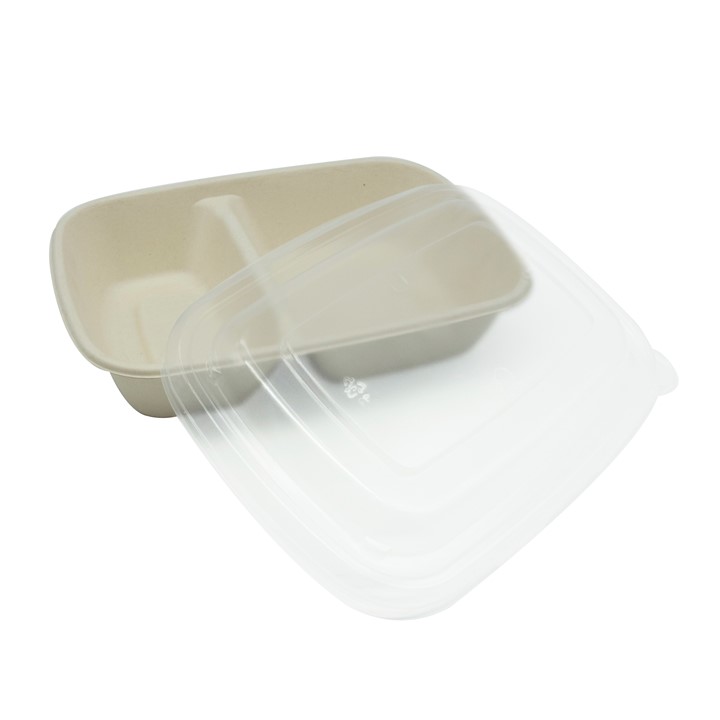 CR900-2 2CPT Compostable Bagasse Pulp Rectangular Food Container ...
