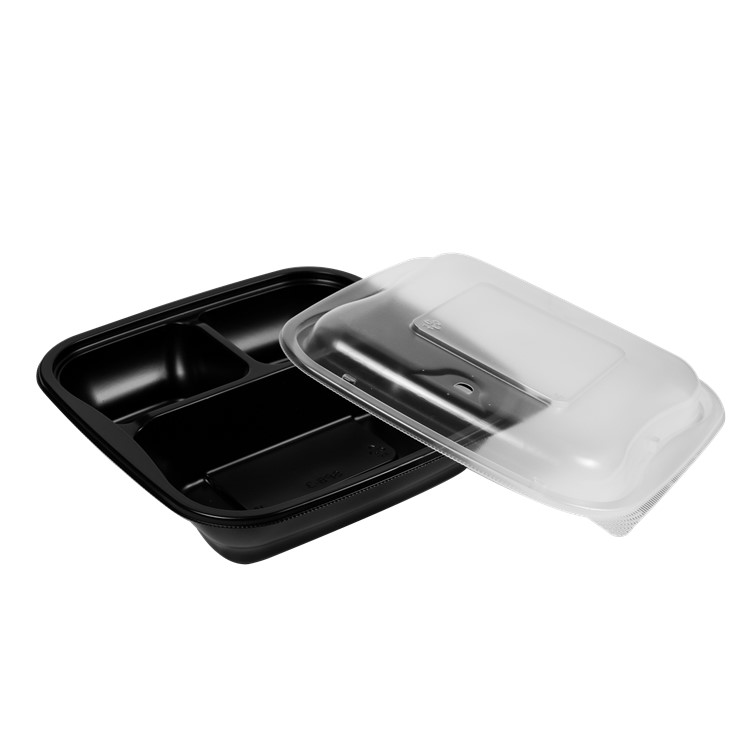 SP9-3 9 Inch 3 CPT Plastic Disposable Microwave To-Go Food Box,Microwavable