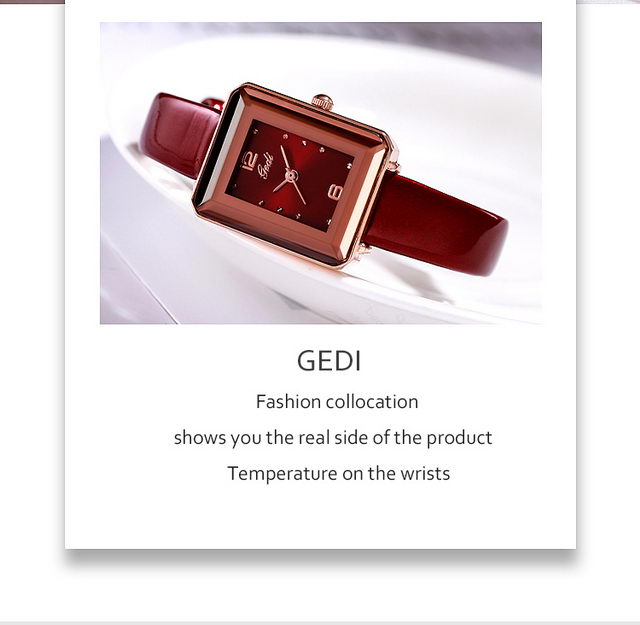 GEDI Retro Square Dial Student's Diamond Scale Leather Strap Waterproof ...