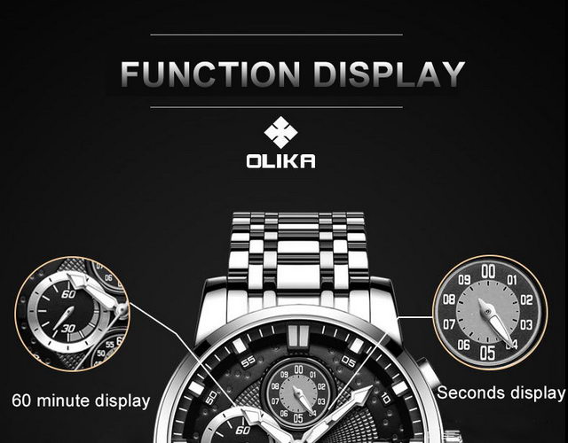 OLIKA Business Casual Three Small Pins Exquisite Dial Calendar Luminous ...
