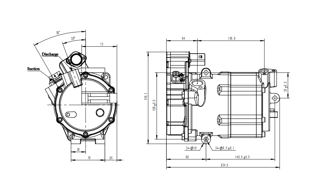 Heat pump horizontal scroll compressor:apply for passenger cars in cold ...