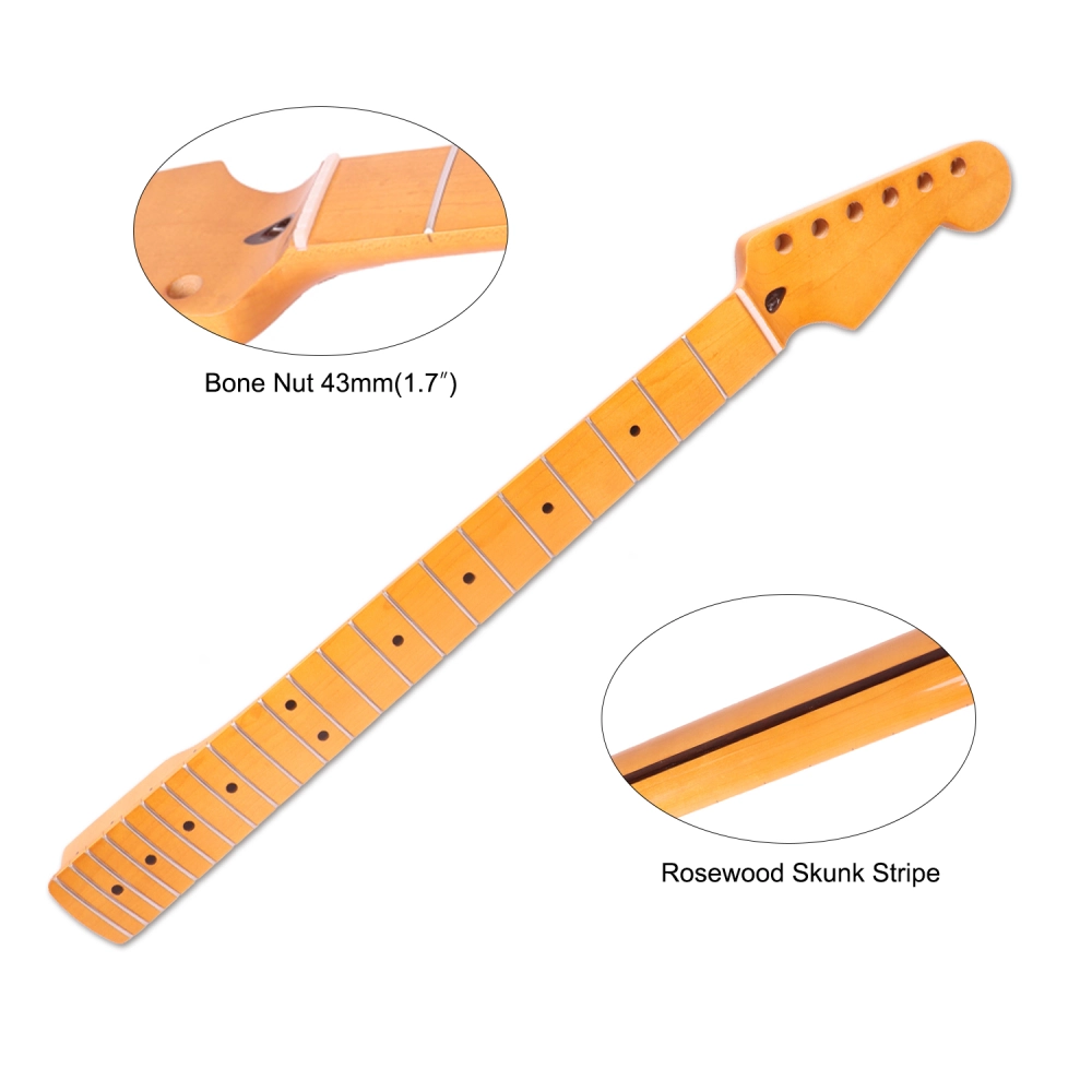 Stratocaster Guitar Neck Maple Neck 9.5" Radius 10 mm Holes 22 Frets ...