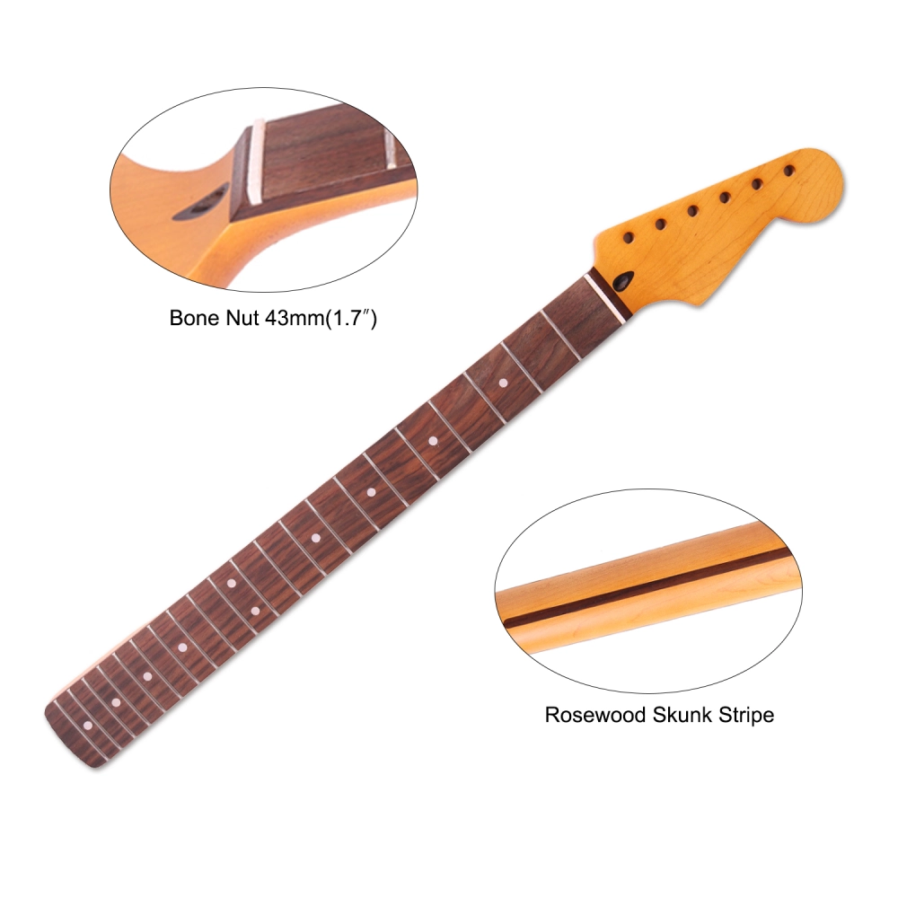 Stratocaster Guitar Neck Maple Neck 9.5" Radius 8 mm Holes 21 Frets ...