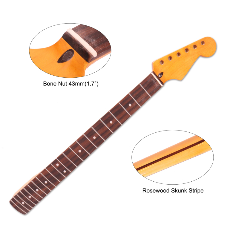 Stratocaster Guitar Neck Rosewood Fretboard Maple Neck 9.5" Radius 10 ...