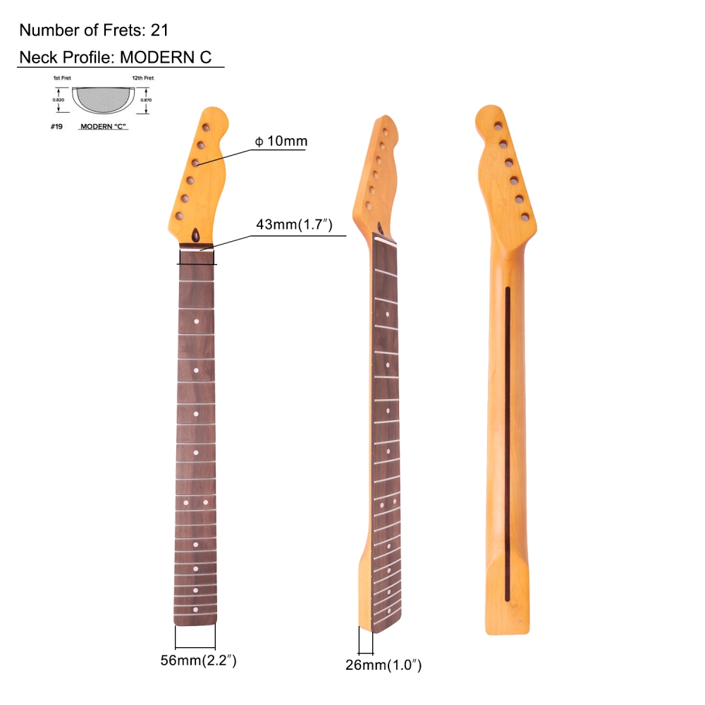 Telecaster Guitar Neck Rosewood Fretboard Maple Neck 9.5" Radius 10 mm ...