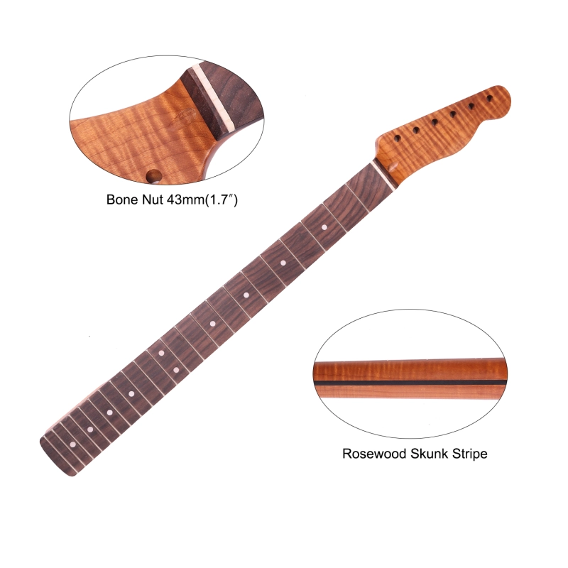 AAAAA Flame Maple Telecaster Guitar Neck Rosewood Fretboard Maple Neck ...