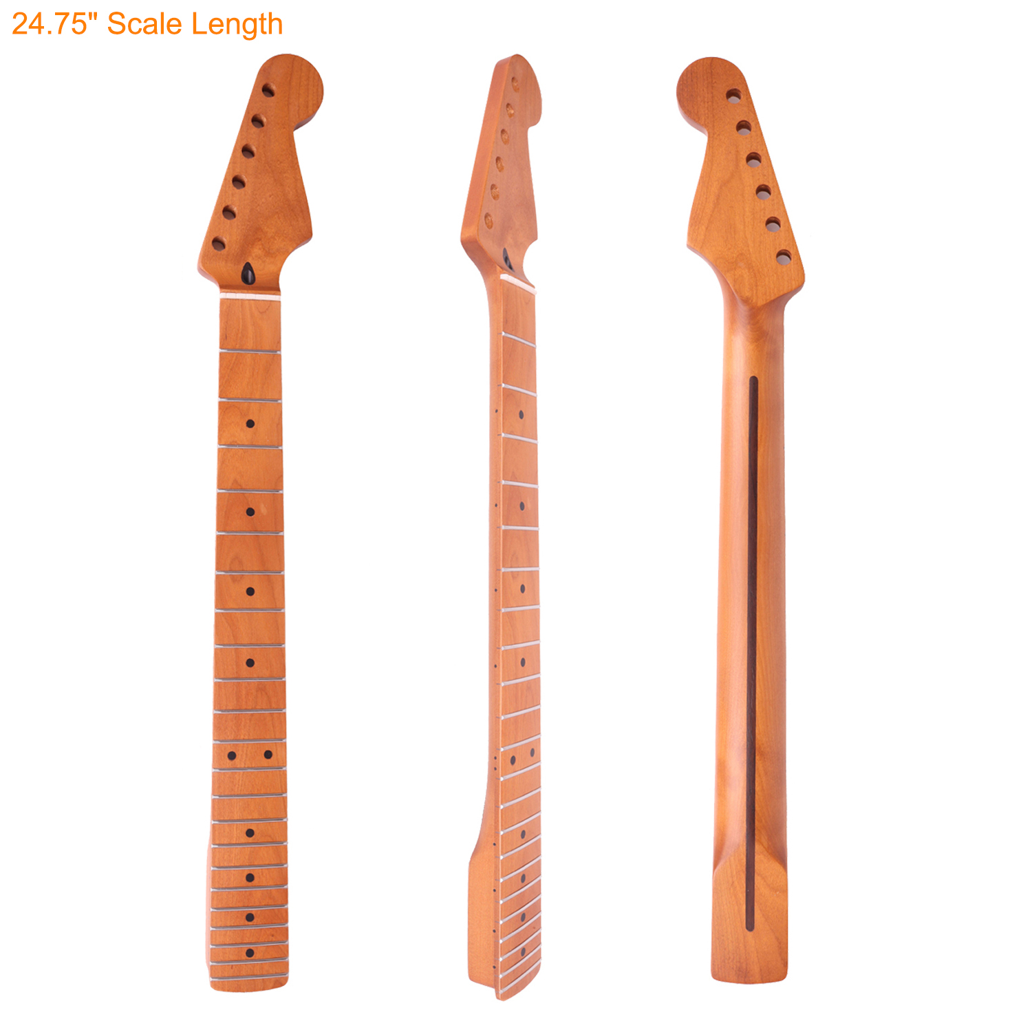 24.75" Scale Length Stratocaster Guitar Neck Roasted Maple Neck 12 ...