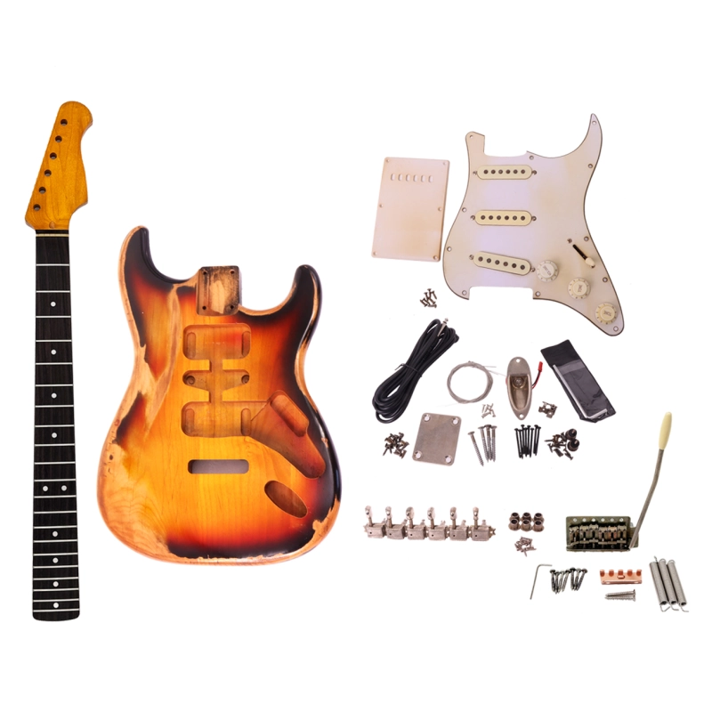 Premium Electric Guitar DIY Kit Relic Finish Alder Body Maple Neck ...