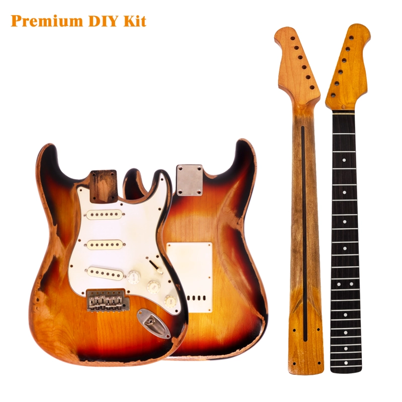 Premium Electric Guitar DIY Kit Relic Finish Alder Body Maple Neck ...