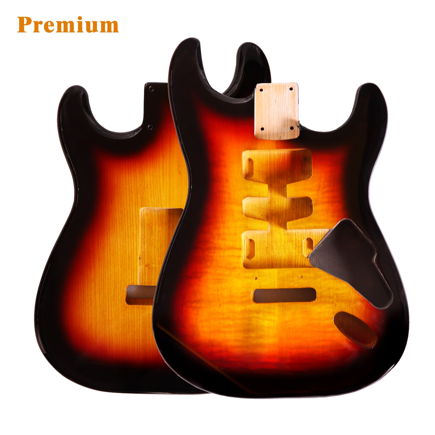 Flame Maple Solid Top Electric Guitar Body Stratocaster SSS Ash Wood ...