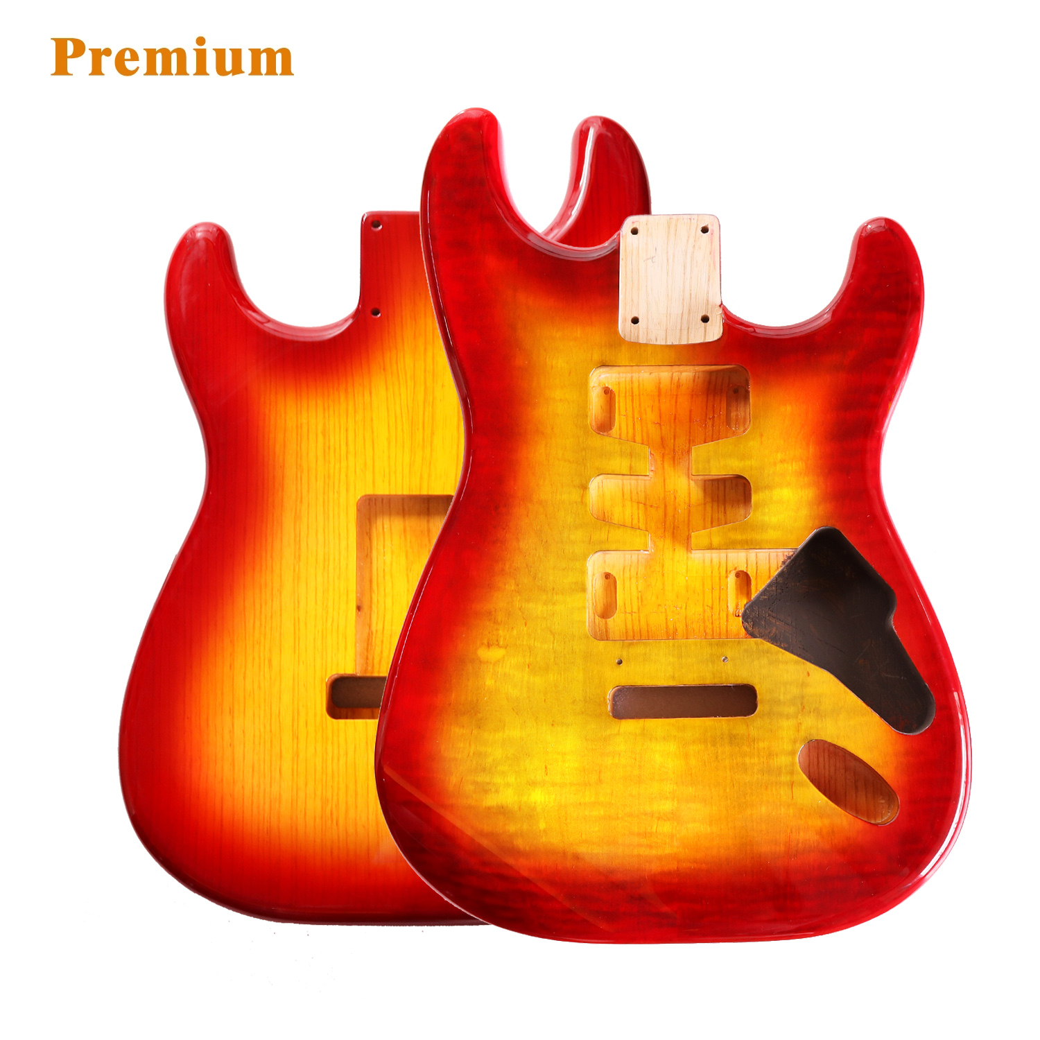 Flame Maple Solid Top Electric Guitar Body Stratocaster SSS Ash Wood ...