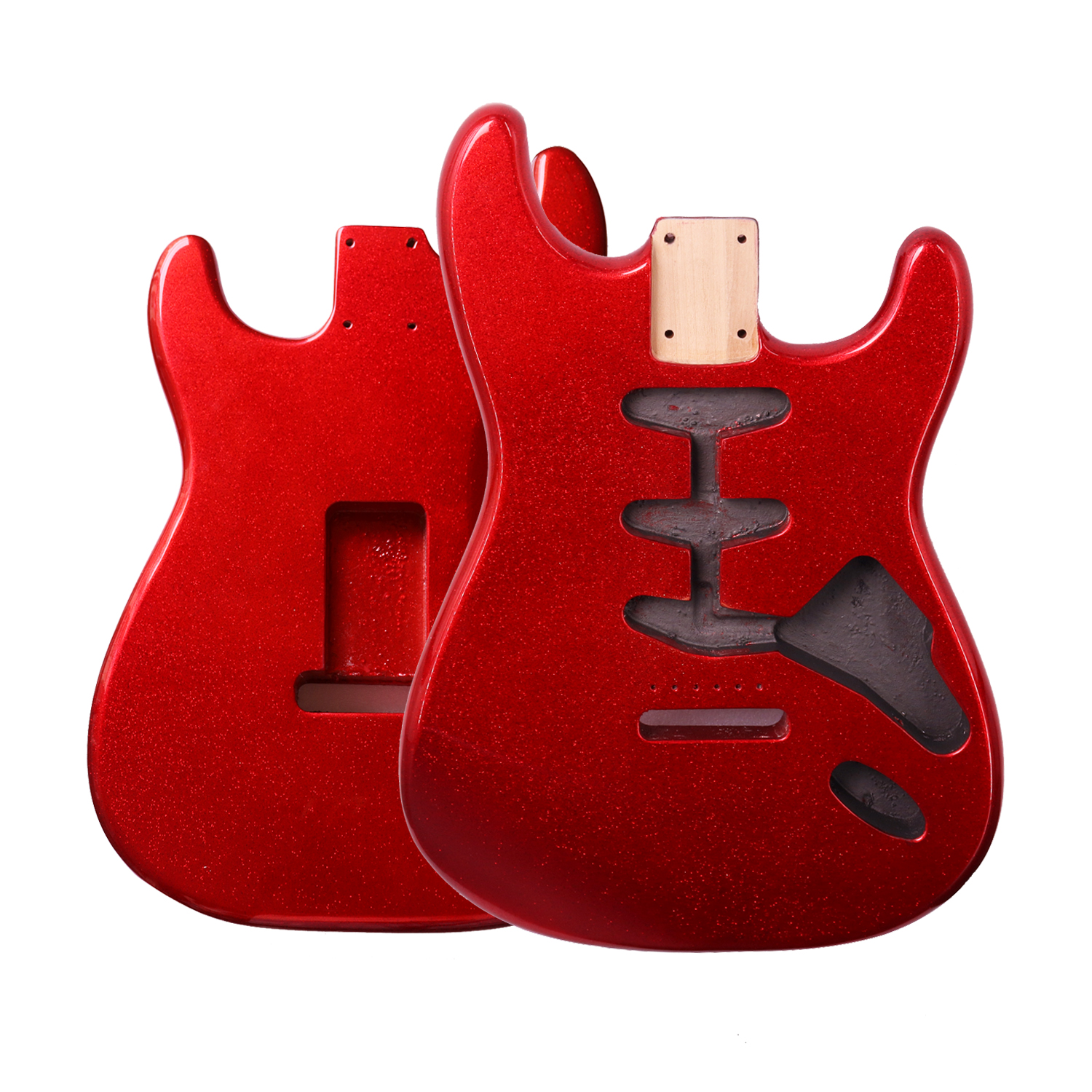 Roasted Poplar Electric Guitar Body Stratocaster SSS Red Sparkle Color
