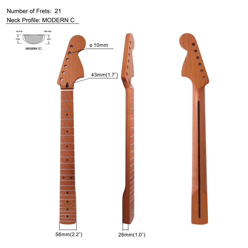 Mustang / Jaguar Guitar Neck 24" Scale Length Roasted Maple Neck 12 ...