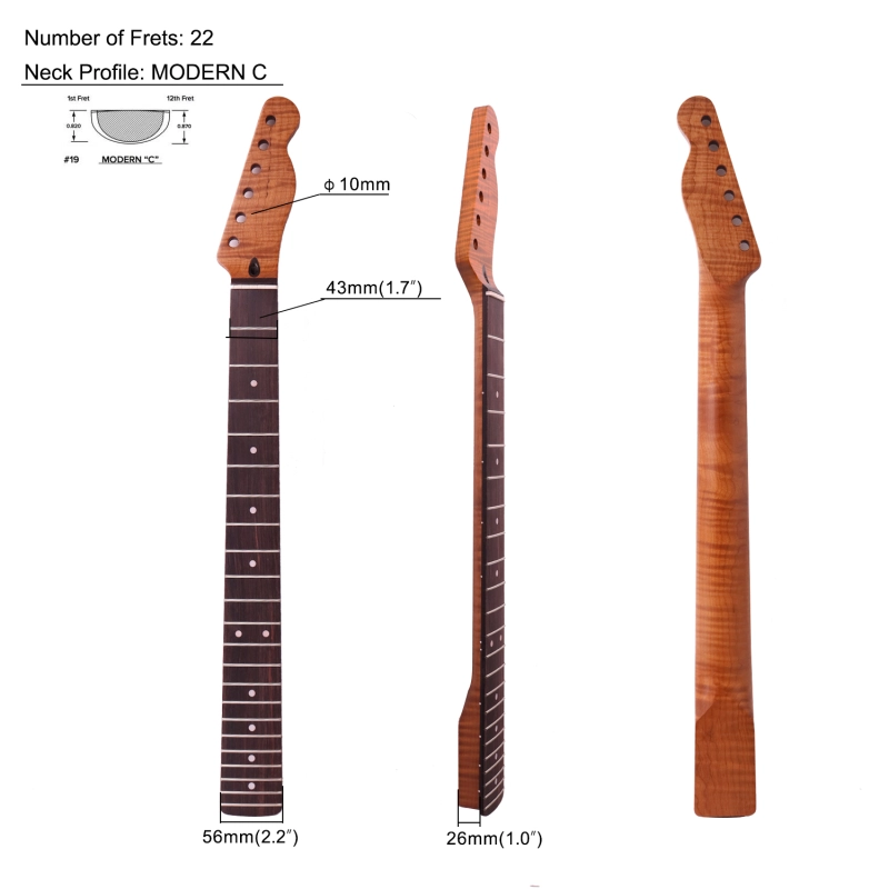 AAAAA Flame Maple Telecaster Guitar Neck Rosewood Fretboard Maple Neck ...