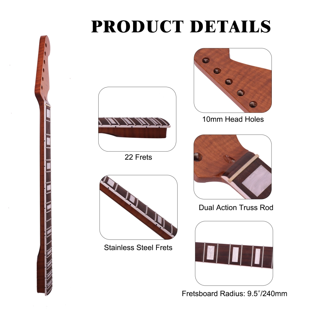 Stratocaster Guitar Neck Rosewood Fretboard Maple Neck 12" Radius 10 mm ...