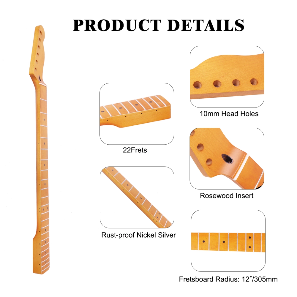 TWT GUITARS – Baritone Guitar Neck 28" Scale Satin Finish