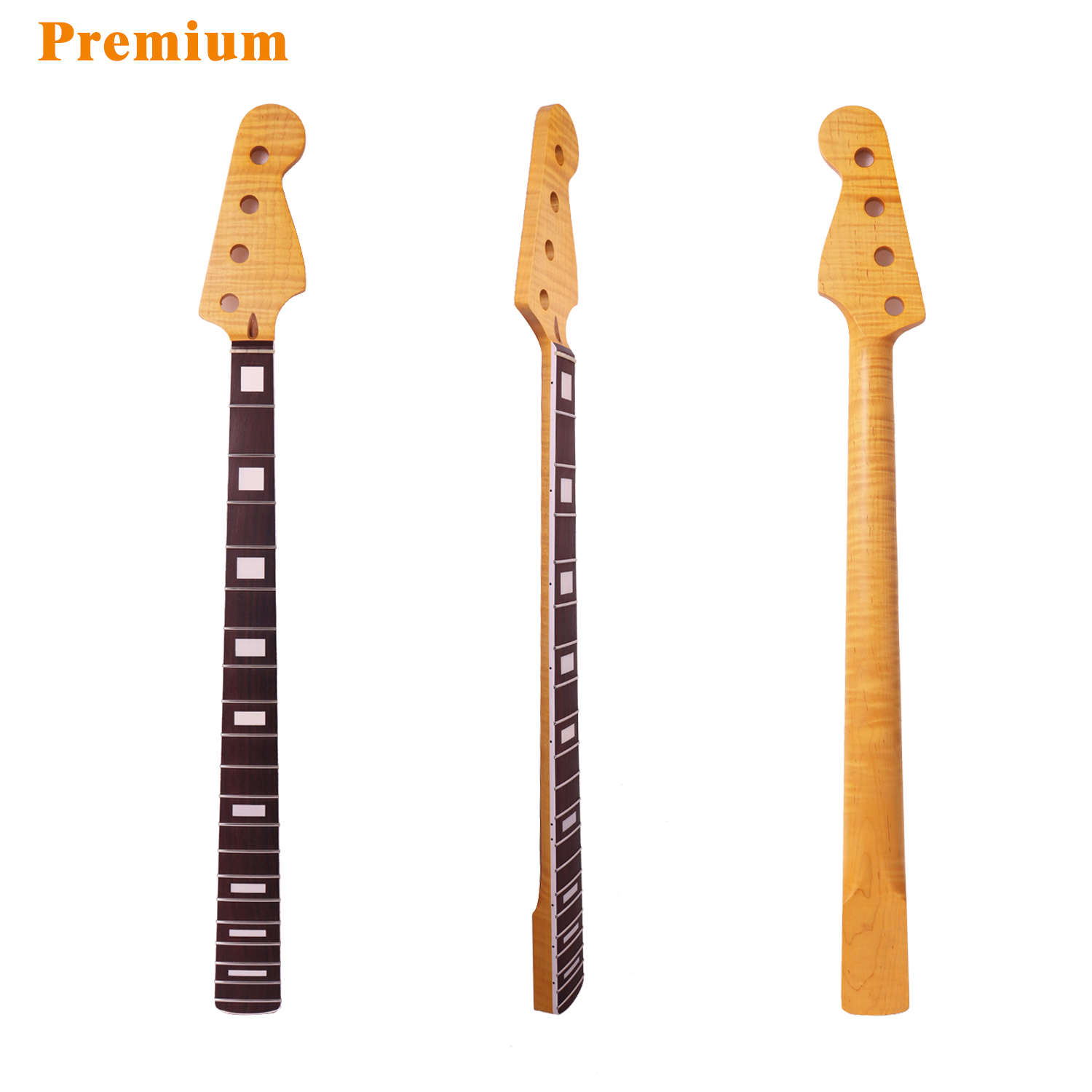 4 Strings Precision Bass Guitar Neck AAAAA Canadian Flame Maple 9.5 ...