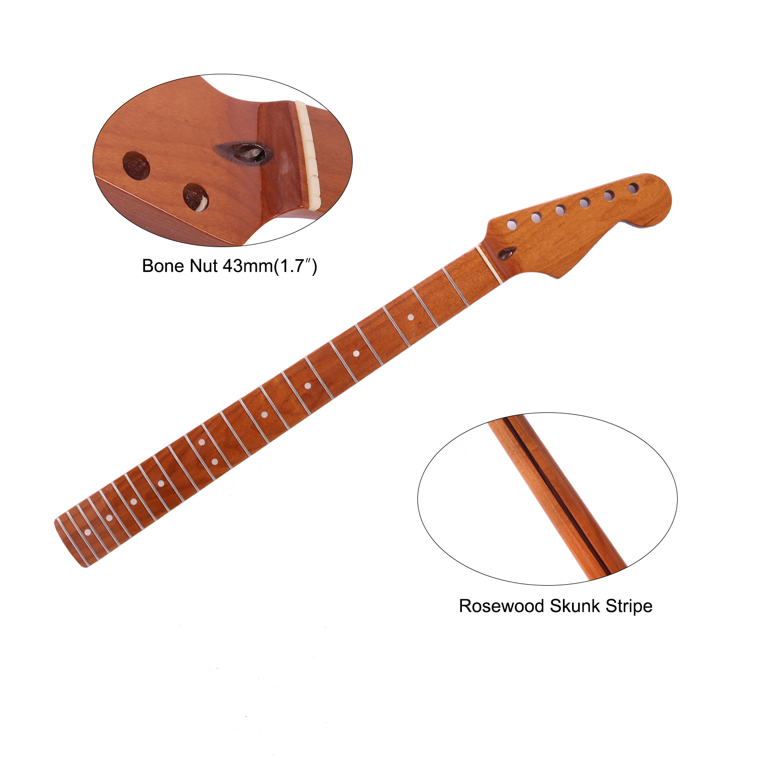 【B-Stock】Premium Stratocaster Guitar Neck AAAAA Roasted Canadian Flame ...