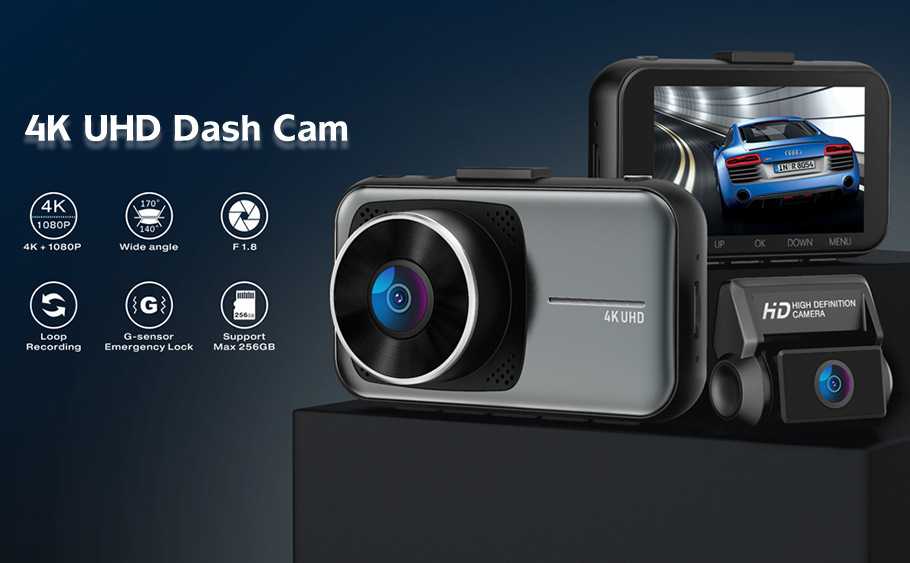 4K driving recorder HD non-light night vision front and rear dual ...