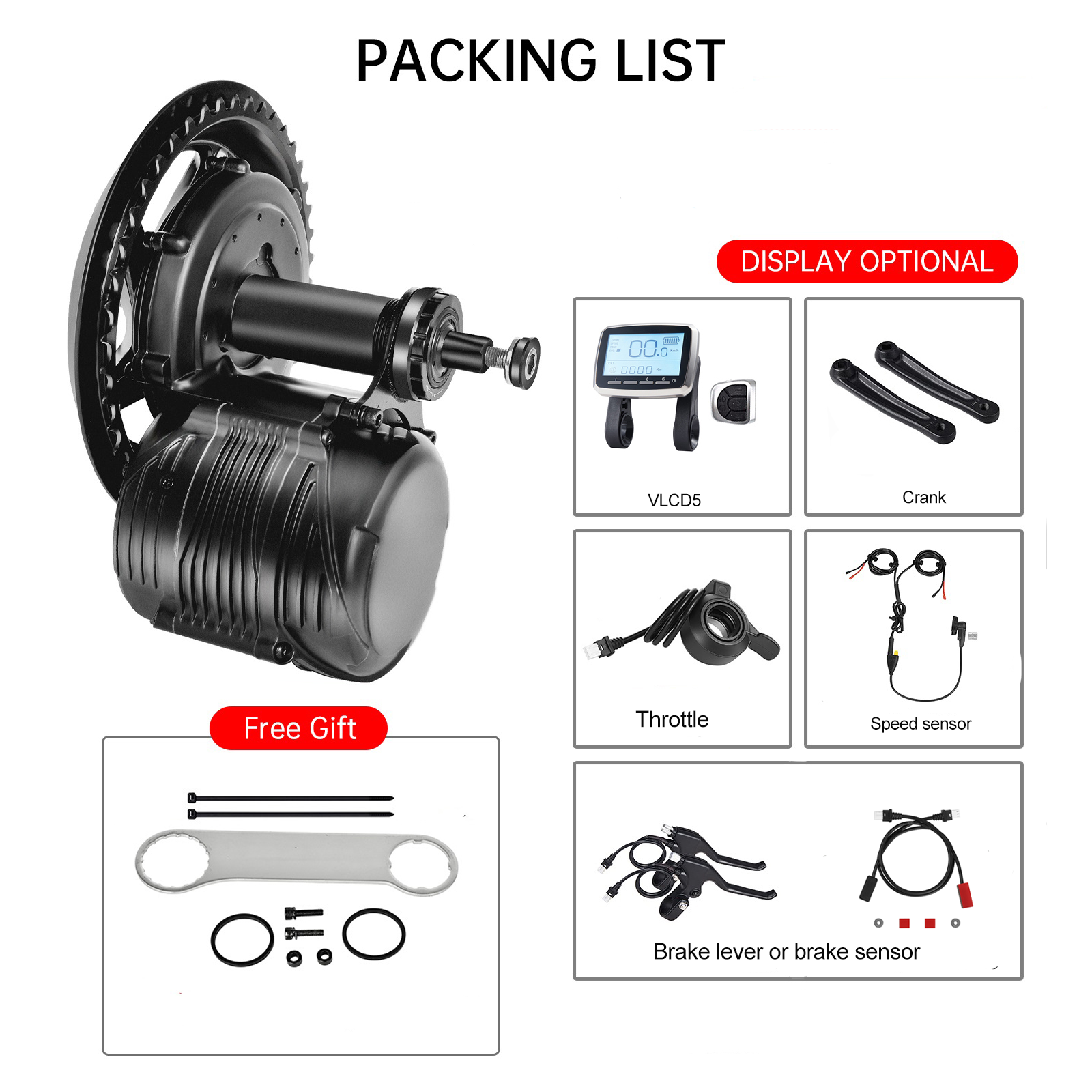 tsdz2 tongsheng 48V 500W or 750W 42T VLCD5 TSDZ2 electric bicycle mid ...