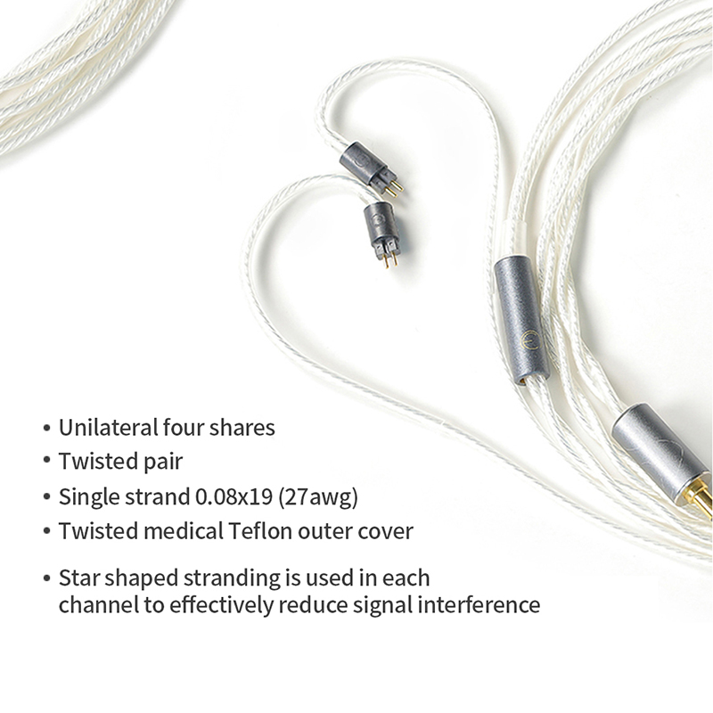 OEAudio 2QuadSPC 8 Core Oxygen Free Copper Plug Silver Wire Cable 0 ...