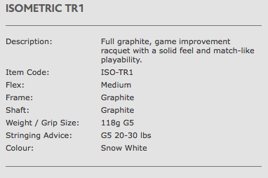 YONEX ISOMETRIC TR1 BADMINTON RACQUET, 118G TRAINING RACKET white color