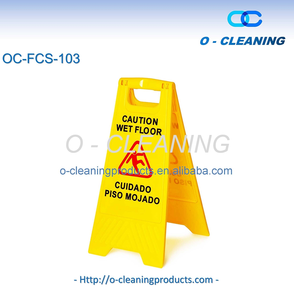24" Commercial Plastic Caution Wet Floor Sign,Portable Two-Sided ...