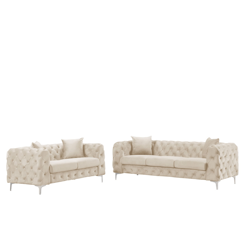 Contemporary Sofa with Deep Button Tufting Dutch Velvet