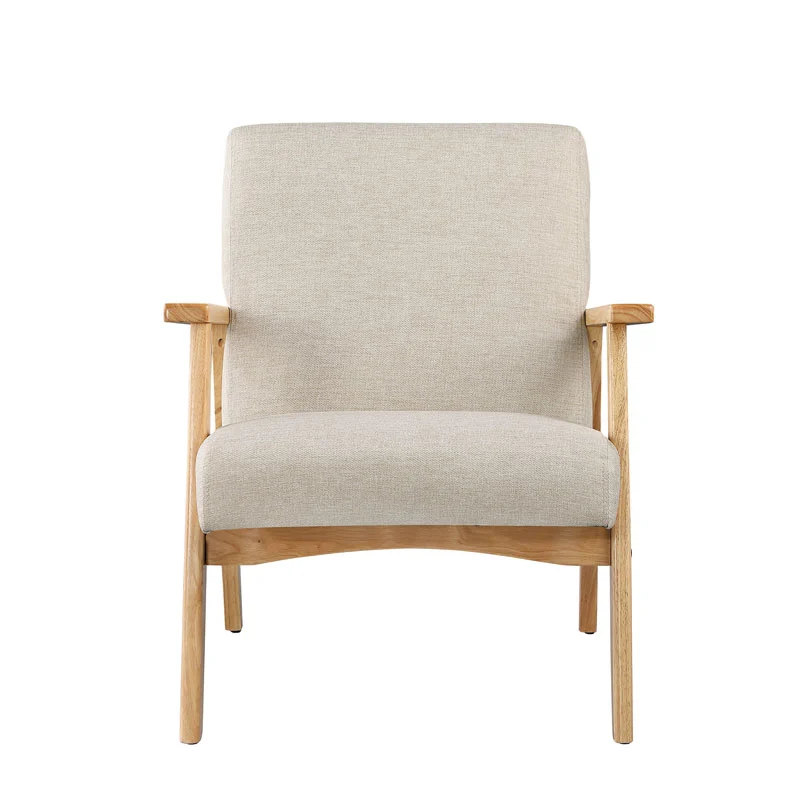Mid Century Armchair with Wood Frames Linen Upholstered Accent Chair ...