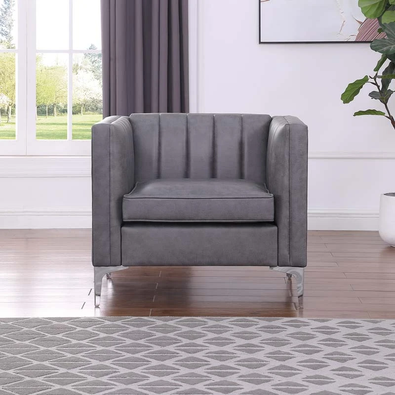 Living Room 3 Pieces Sofa Set Leather Sofa Set Channel Backrest Simplicism