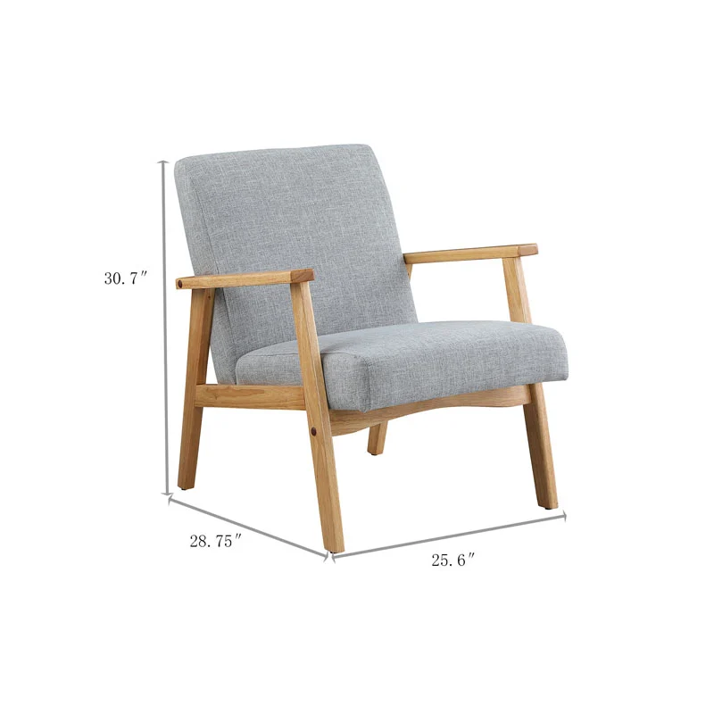 Mid Century Armchair with Wood Frames Linen Upholstered Accent Chair ...