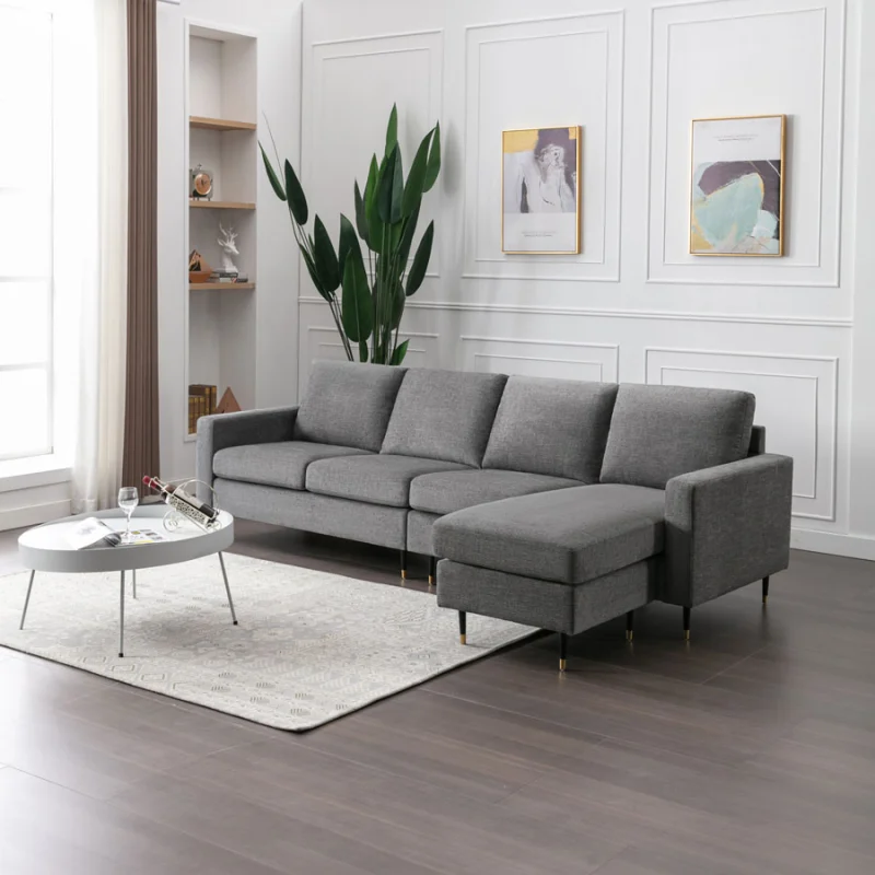 Linen Modular Sofa 4 Seater Combine as you like - Dark Gray