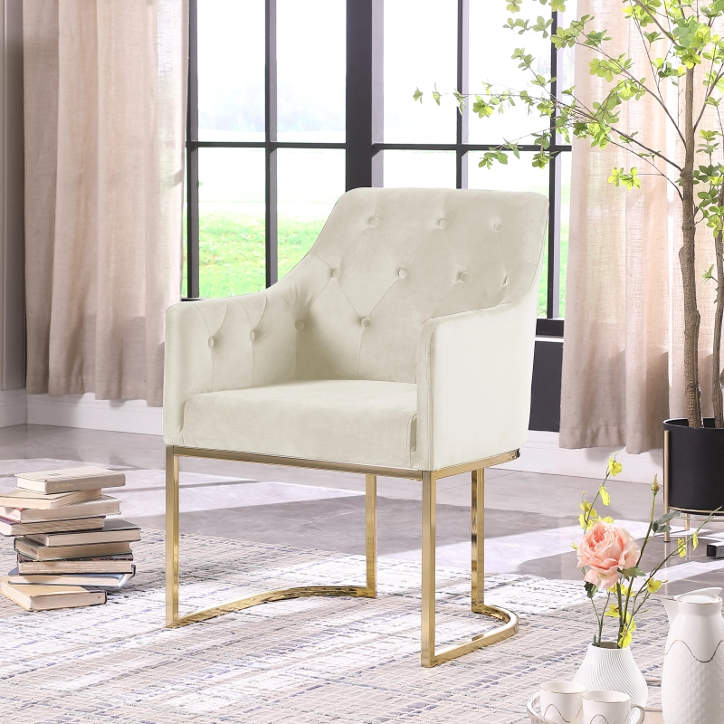 Glam Tufted Accent Chair with Openwork U-Shaped Base,Dining Chair