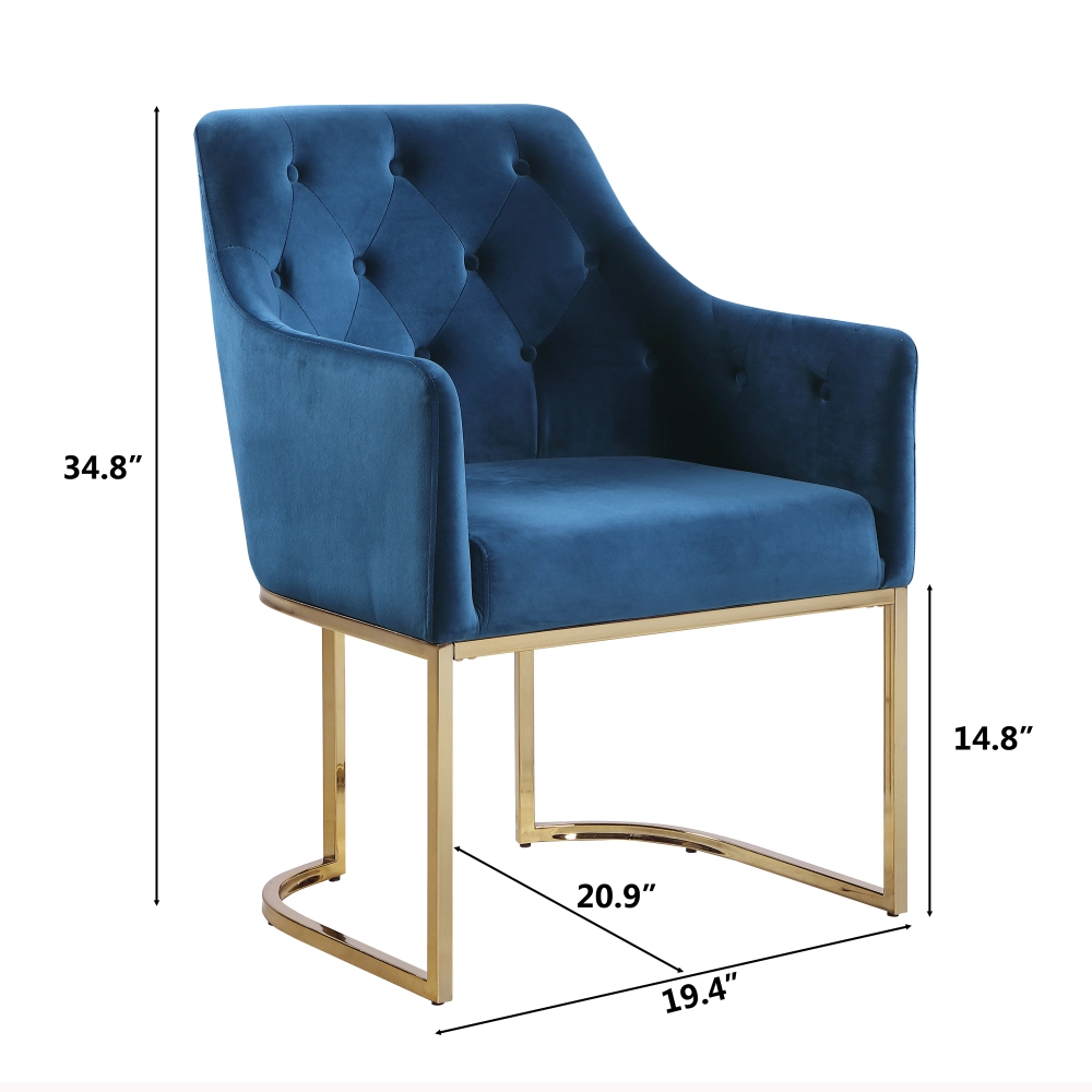 Glam Tufted Accent Chair with Openwork U-Shaped Base,Dining Chair