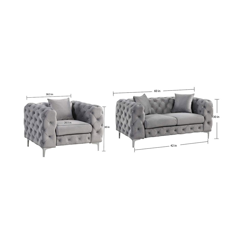 Contemporary Sofa with Deep Button Tufting Dutch Velvet