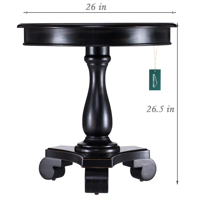 Round End Table Small Wood Pedestal Side Table