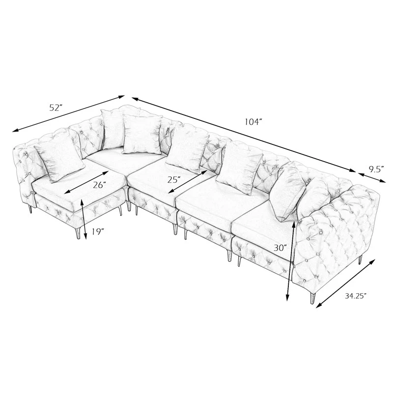 Modular Sectional Sofa L Shape Sofa with Reversible Chaise-G