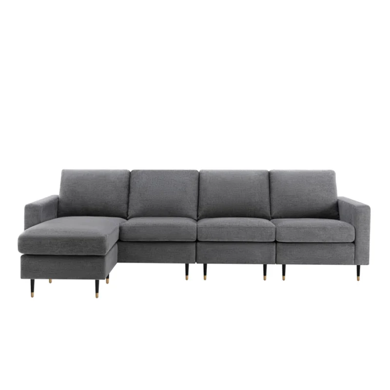Linen Modular Sofa 4 Seater Combine as you like - Dark Gray