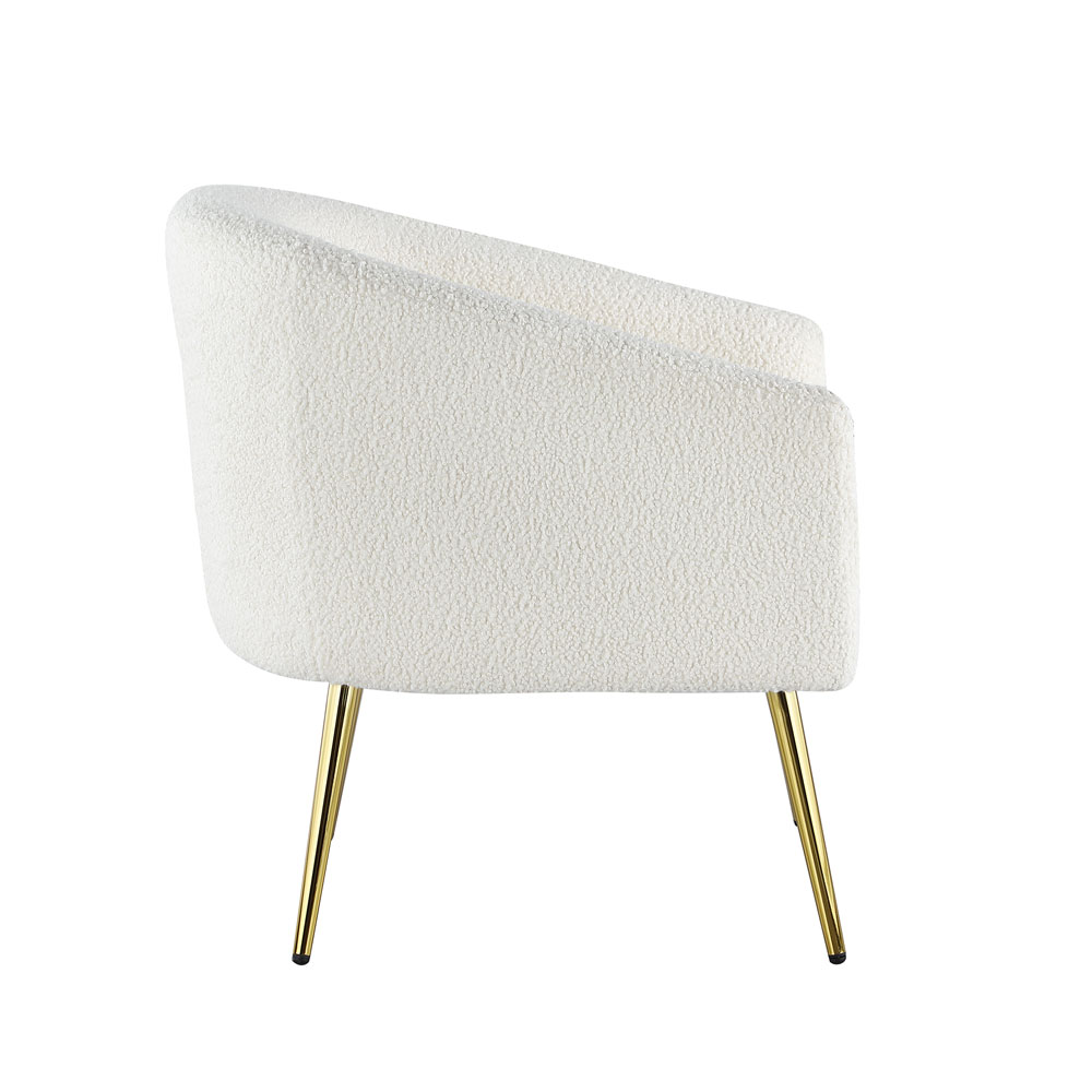 Sherpa Accent Chair Grey Lamb Fleece Armchair with Barrel Backrest