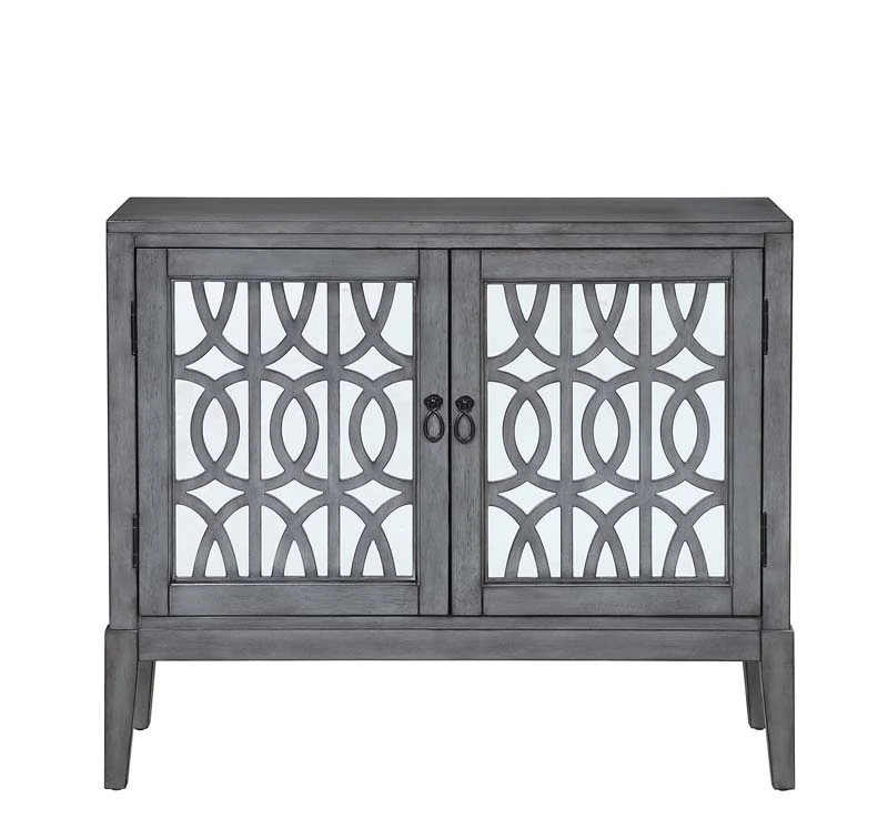 Accent Chest and Cabinet Sideboard with Framed Mirror Doors, Adjustable ...