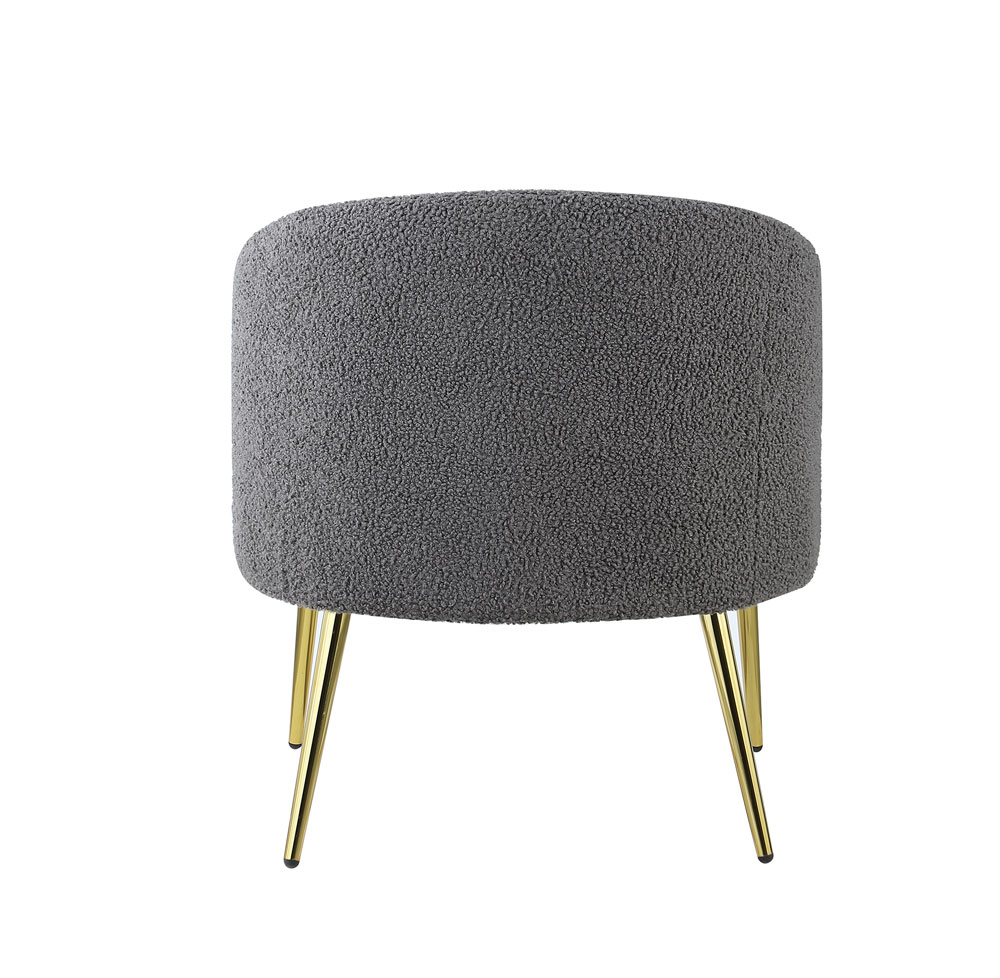 Sherpa Accent Chair Grey Lamb Fleece Armchair with Barrel Backrest