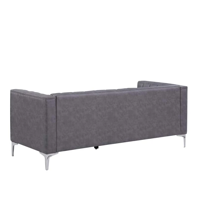 Living Room 3 Pieces Sofa Set Leather Sofa Set Channel Backrest Simplicism