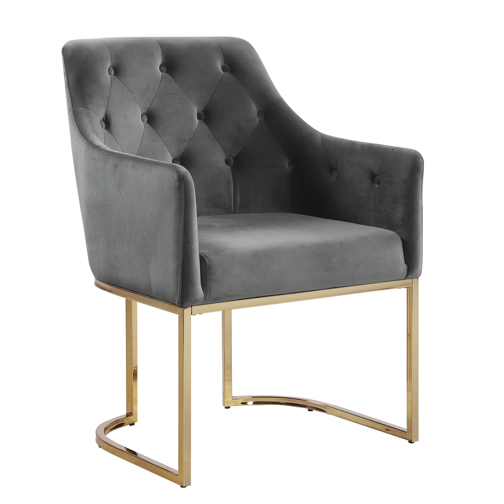 Glam Tufted Accent Chair with Openwork U-Shaped Base,Dining Chair