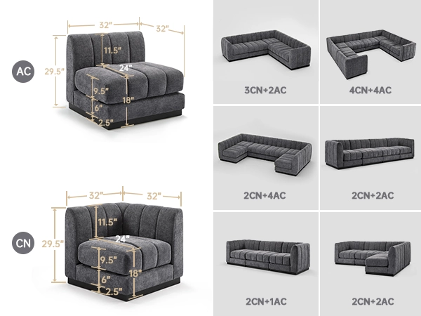 1 Piece Chenille Fabric DIY Modular Sofa Seat
