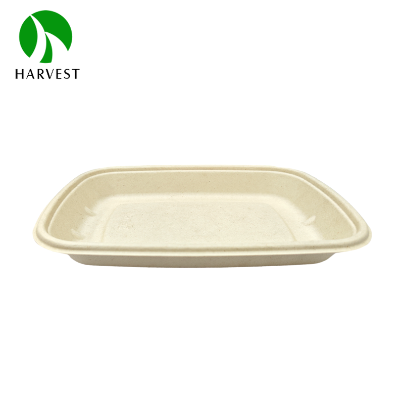500ml Disposable food packing microwavable sugarcane bamboo plates ...