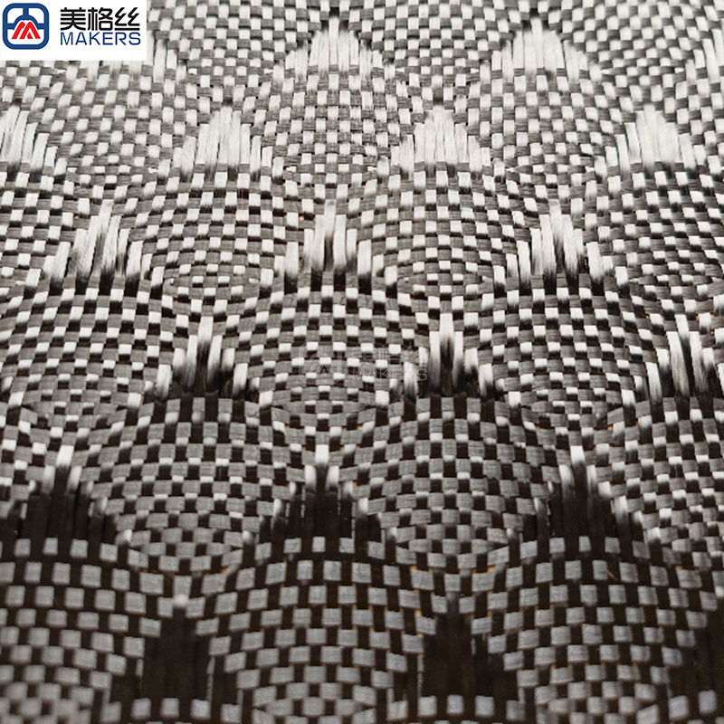 3K 240gsm black triangle pattern jacquard carbon fiber fabric dry ...